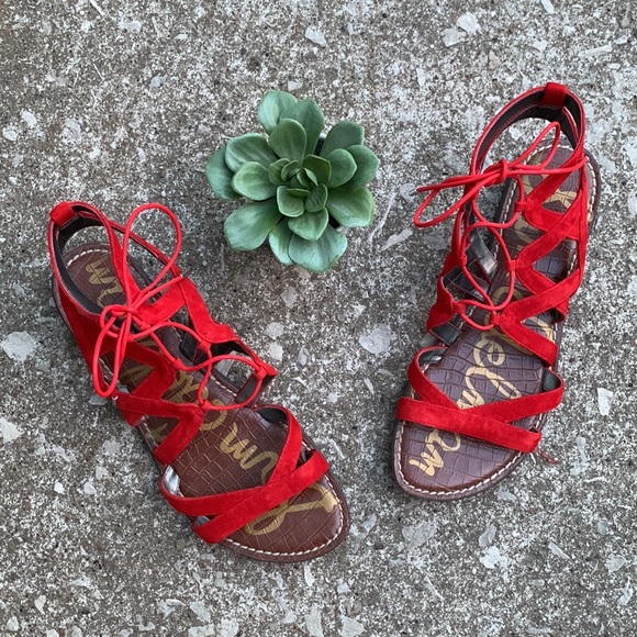 Sam Edelman | Shoes | Sam Edelman Gemma Leather Upper Lace Up Red ...